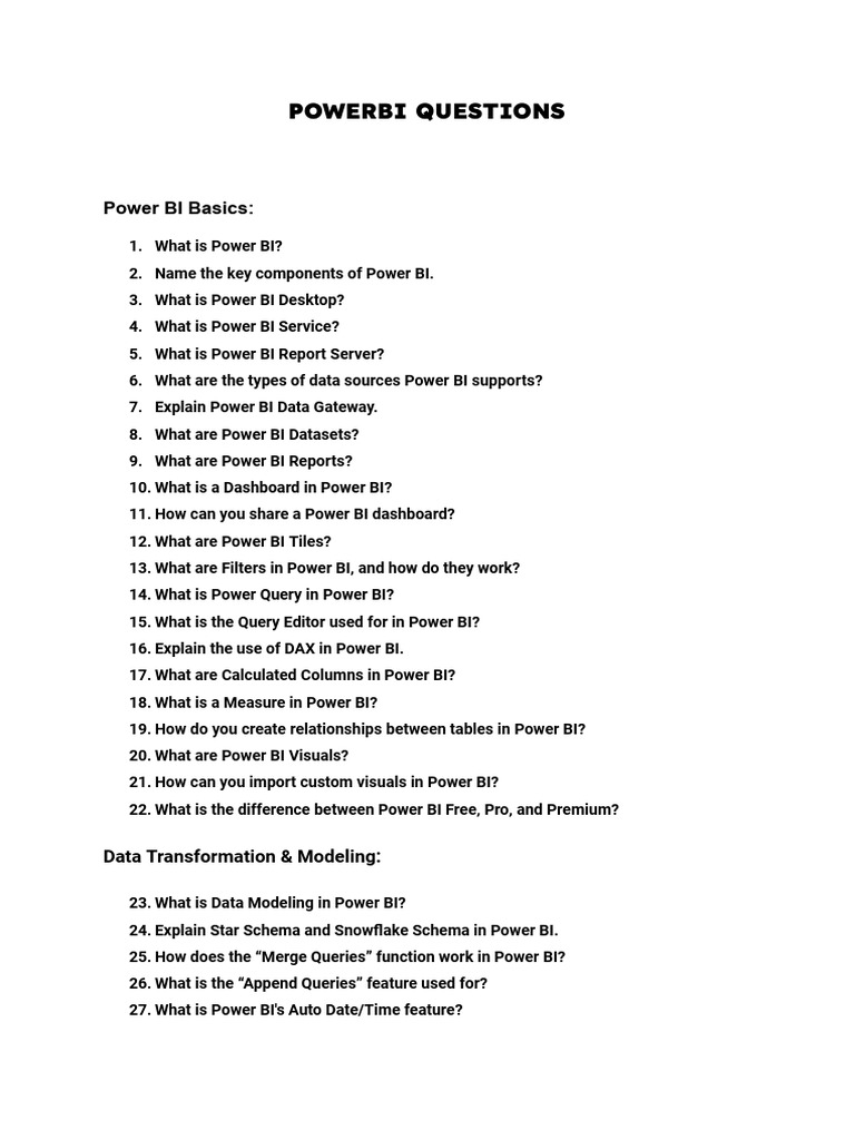Power Bi Questions | PDF | Computing | Information Science