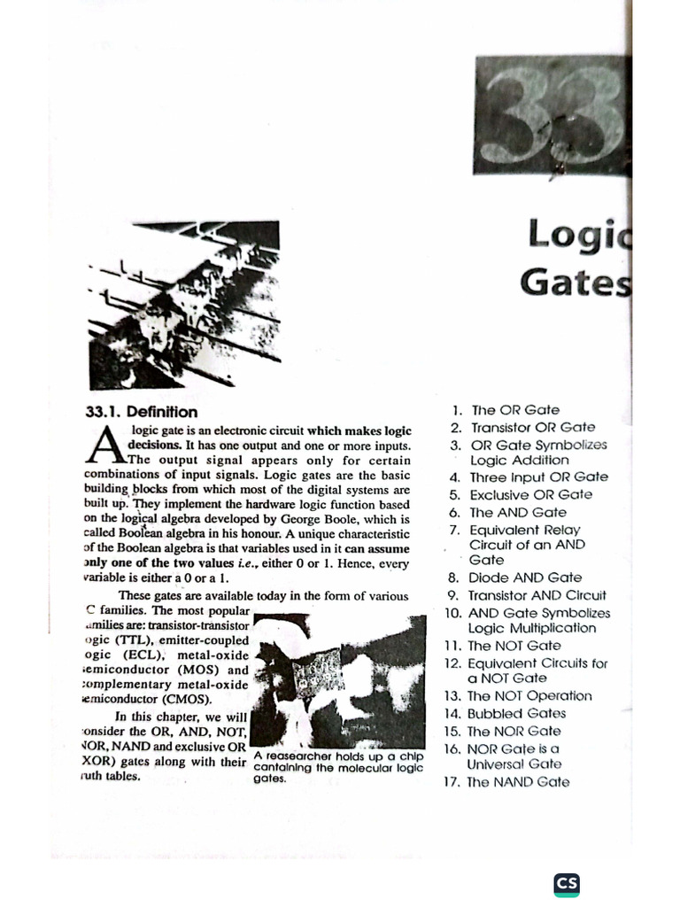 Basic Electronics Chapter Logic Gates | PDF