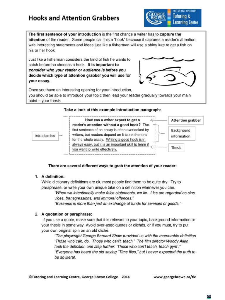 Hooks and Attention Grabbers | PDF