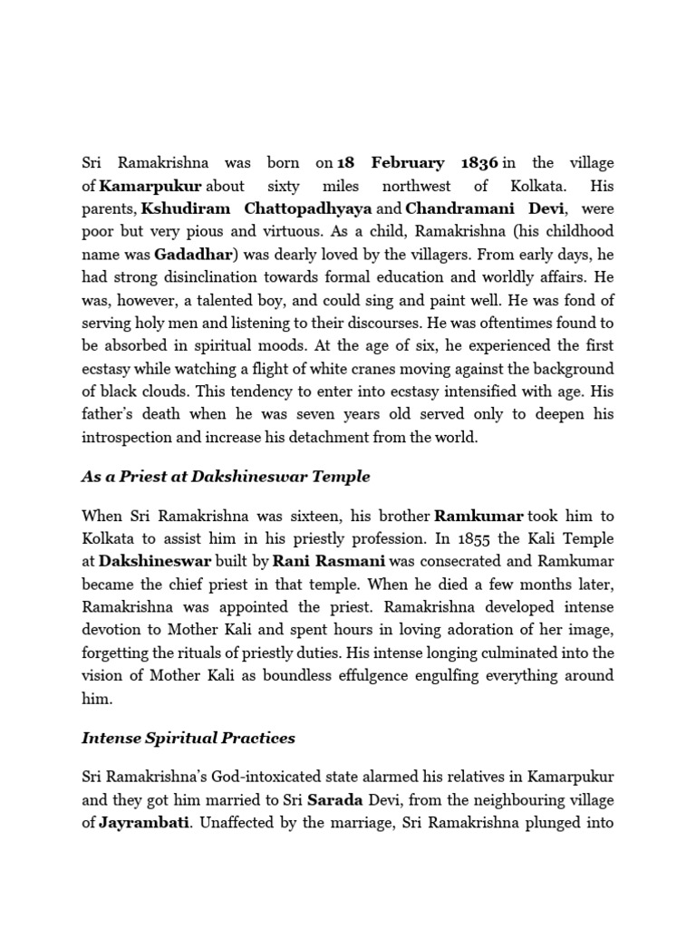 Sri Ramakrishna | PDF | Ramakrishna