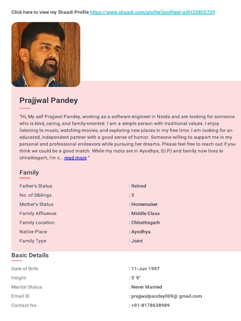 Prajjwal Biodata | PDF