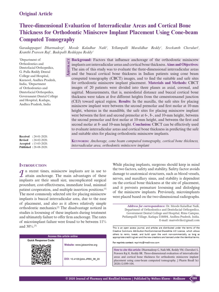 Three Dimensional Evaluation of Interradicular.17 | PDF | Dental ...