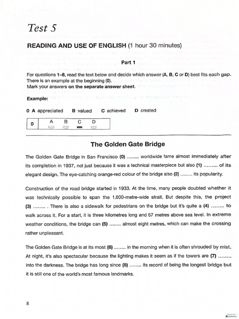 Advanced 2 Test 5 Use of English | PDF