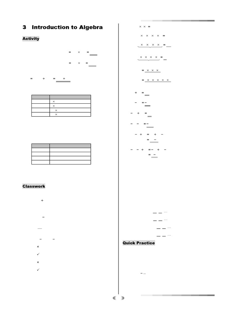 Junior Secondary Mathematics in Action 1A - Chapter 03 Introduction To Algebra - Full Solutions ...