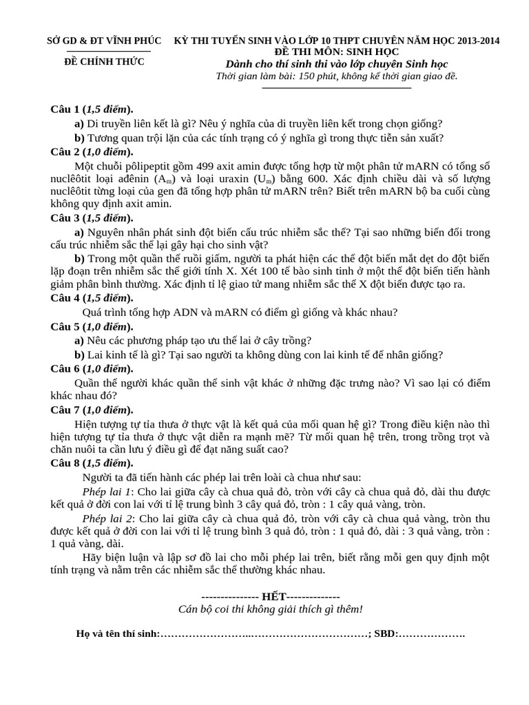 4-SINH-CHUYEN-HS2 - 2013-2014 - Co DA | PDF