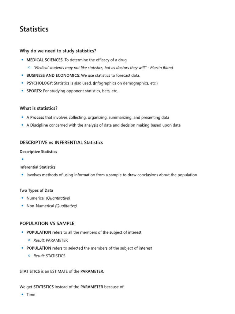 Statistics Notes | PDF