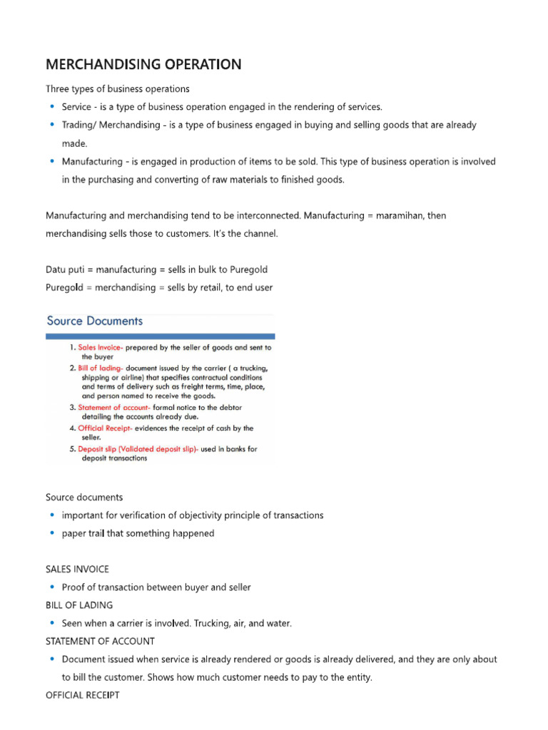 Merchandising Operations Notes | PDF