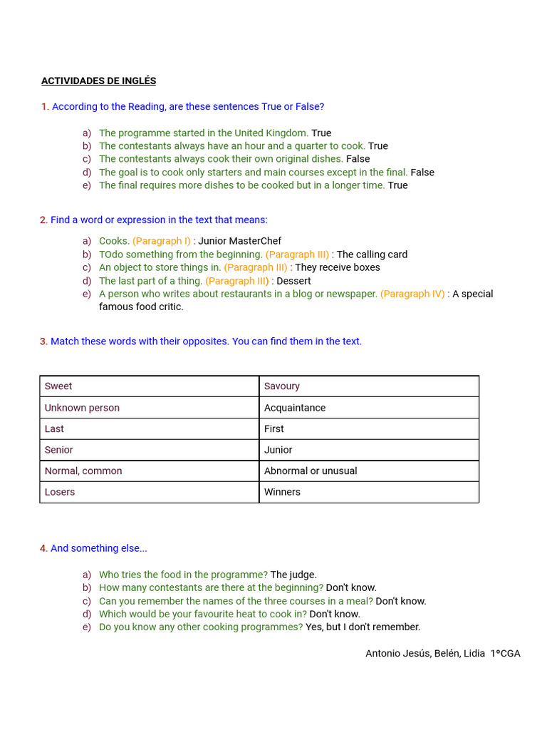 English Activities for Students | PDF