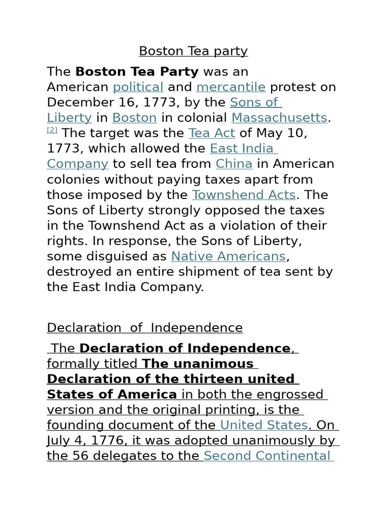 Boston Tea Party | PDF