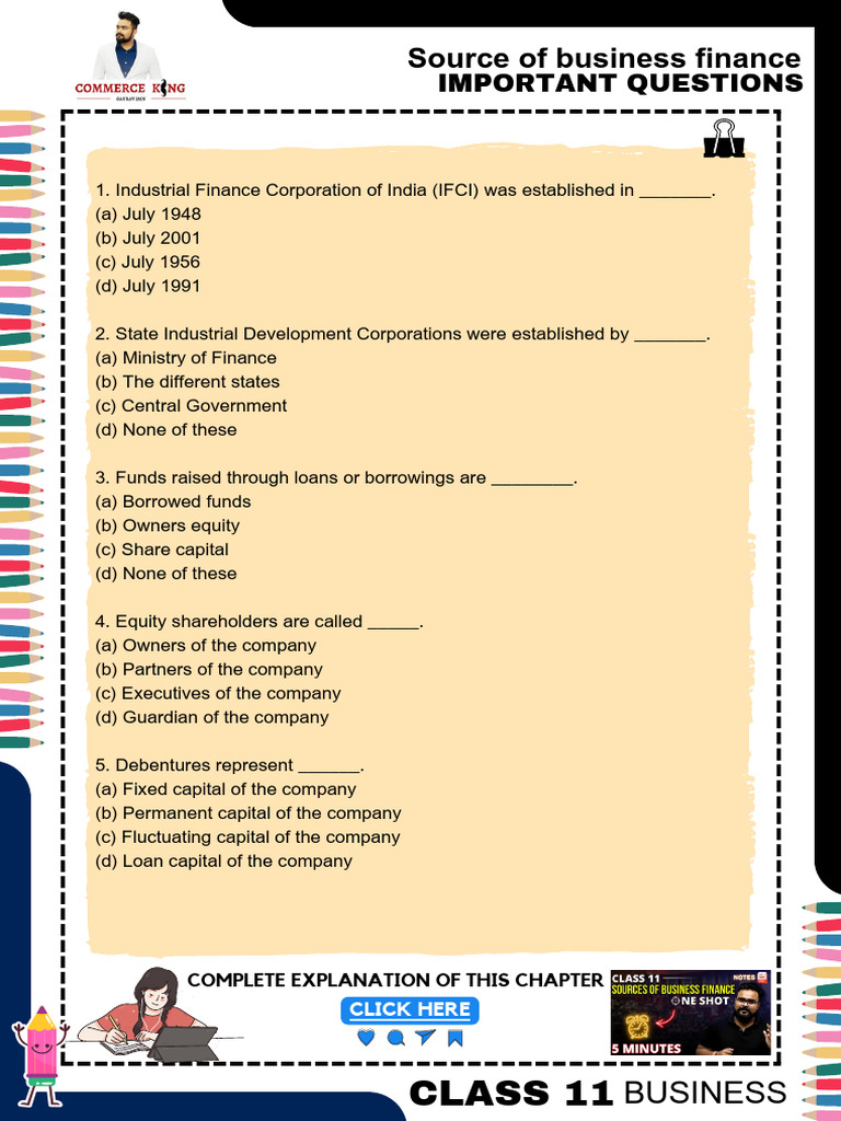 Worksheet SOURCE OF BUSINESS FINANCE | PDF | Preferred Stock | Dividend