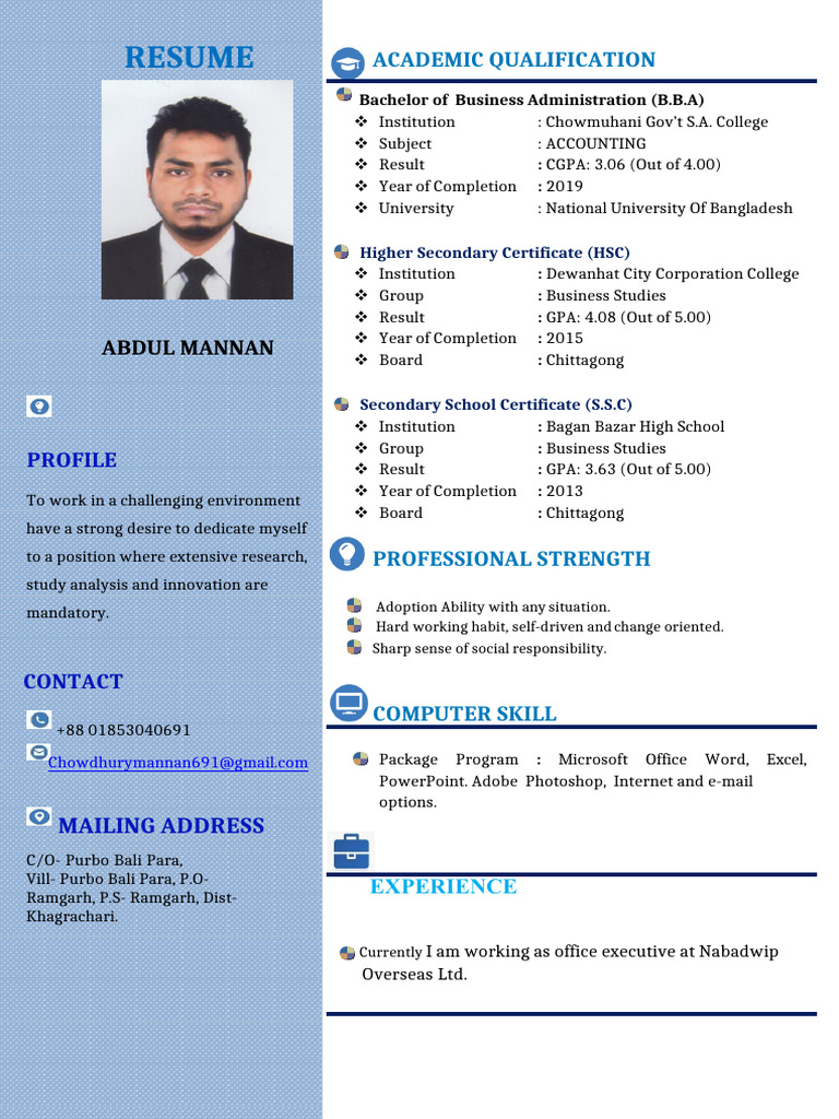 CV of Mannan | PDF