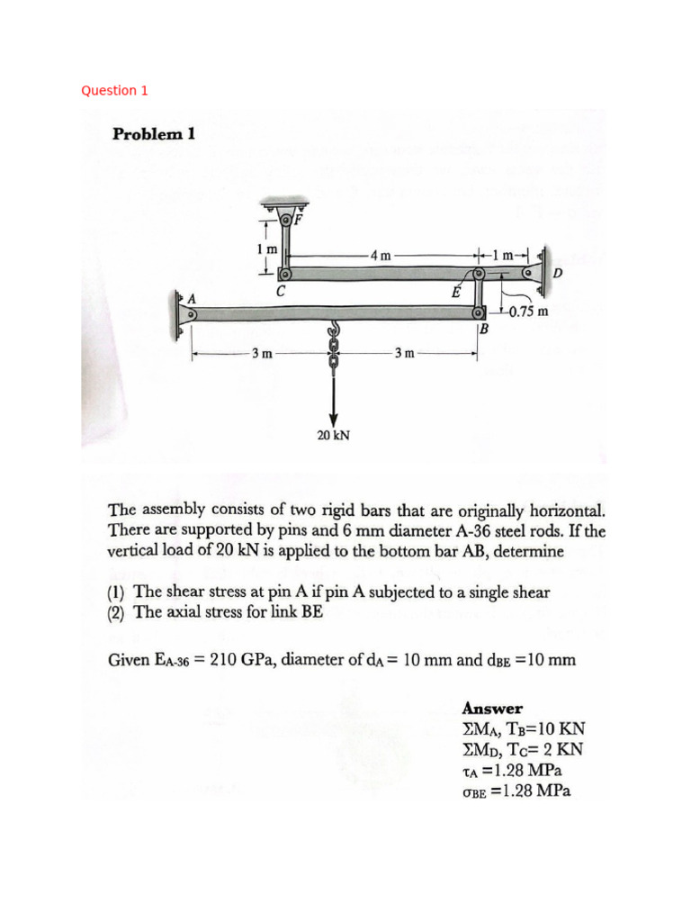 Solid Mechanics Assignment 1 | PDF