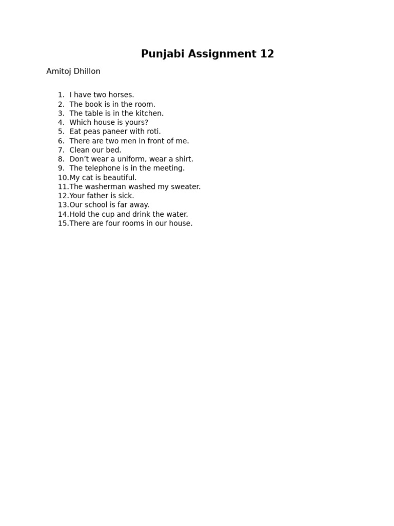 Punjabi Assignment 12 | PDF