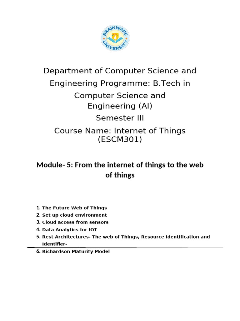 IoT Note Module 5 | PDF | Internet Of Things | World Wide Web