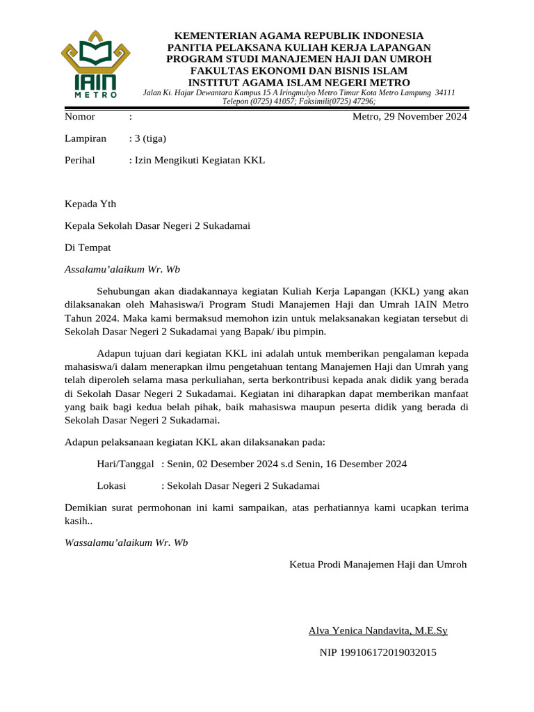 Surat KKL 2024 | PDF