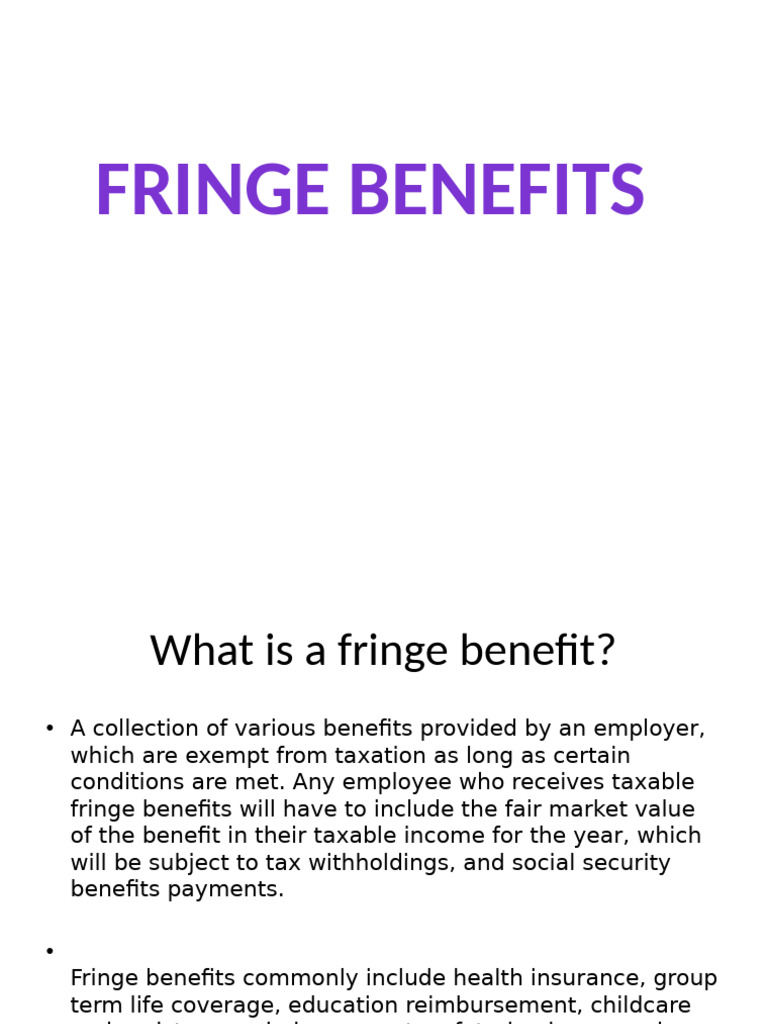 Fringe Benefits | PDF | Cost Of Living | Employee Benefits