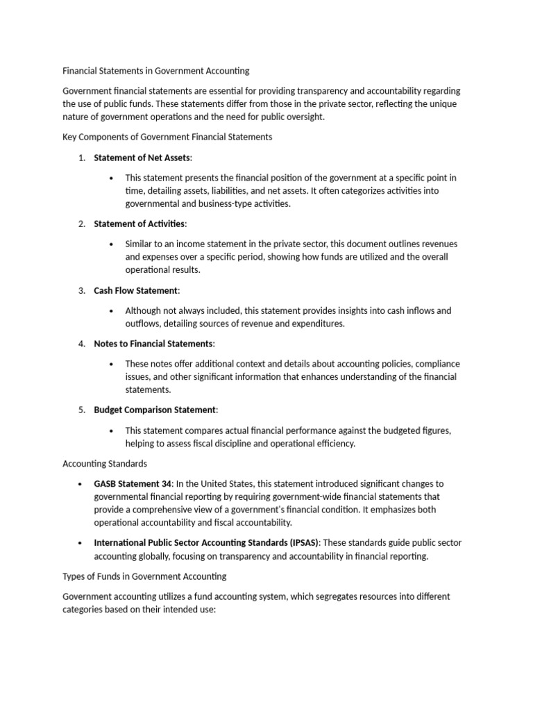 Government Financial Statements Overview | PDF | Fund Accounting ...