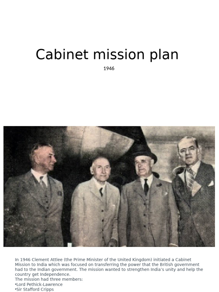 Cabinet Mission Plan Overview 1946 | PDF | Partition Of India | Government