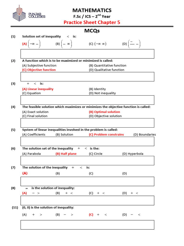 Math Practice Sheet P-2-Ch.5 | PDF | Mathematical Optimization ...