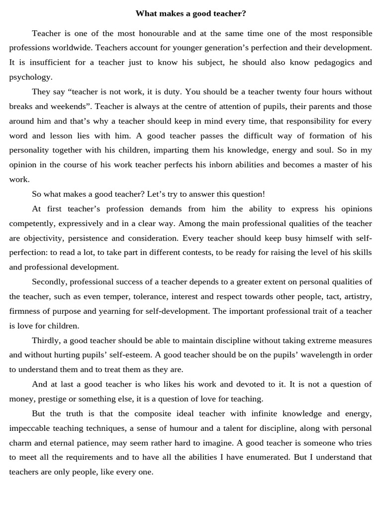 - Топик - What makes a good teacher - | PDF | Teachers | Knowledge
