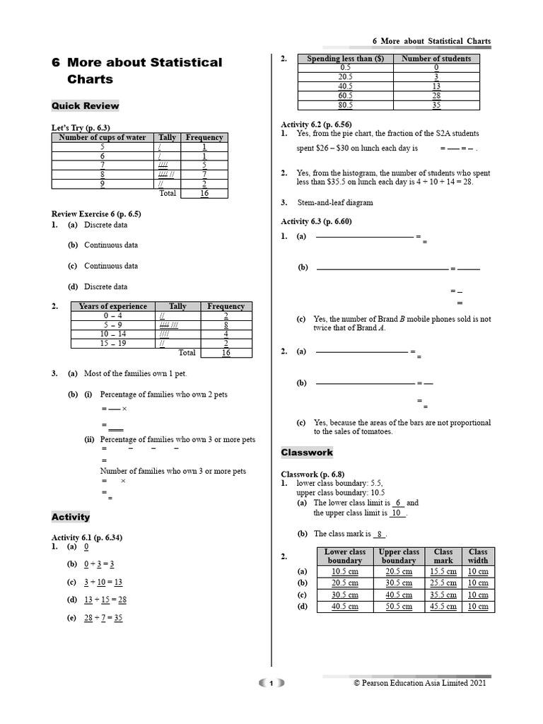 Junior Secondary Mathematics in Action 2A - Chapter 06 More About Statstical Charts - Full ...