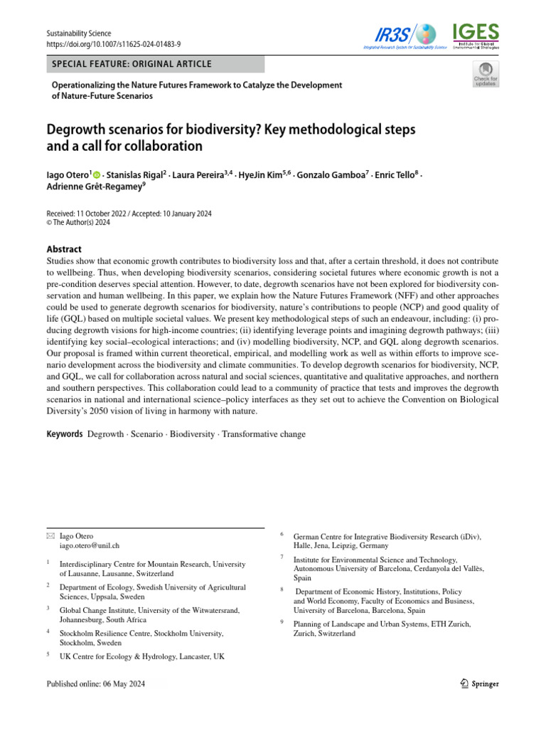 Degrowth Scenarios For Biodiversity? Key Methodological Steps and A Call For Collaboration | PDF ...