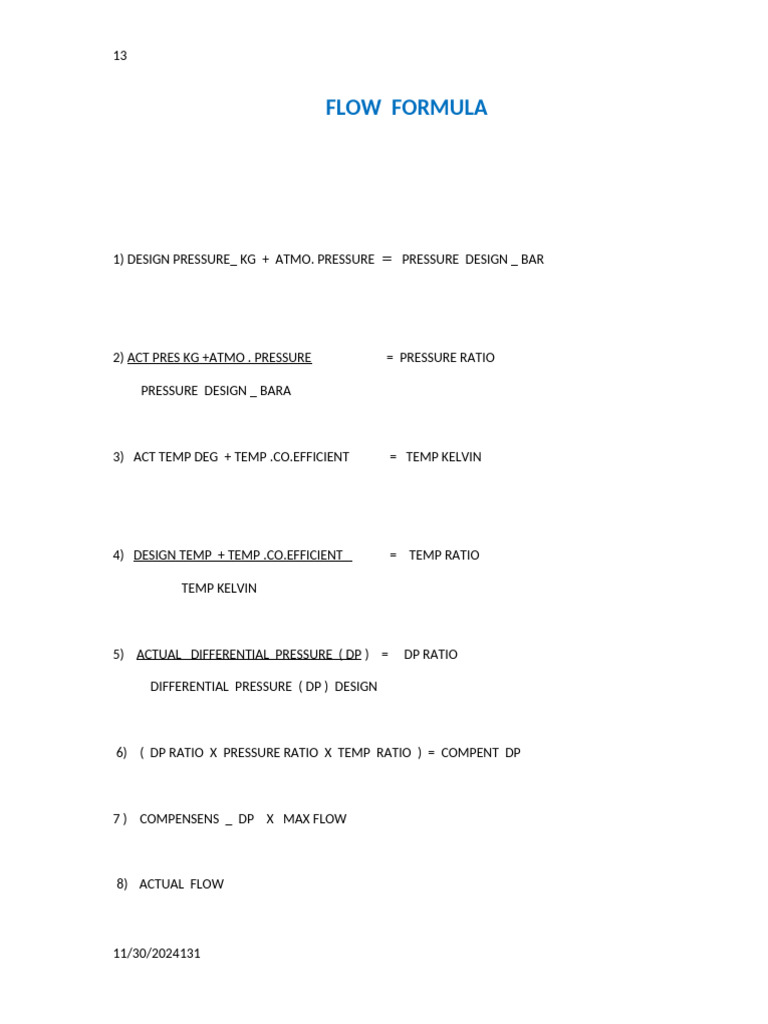 Flow Formulas | PDF | Continuum Mechanics | Physical Quantities