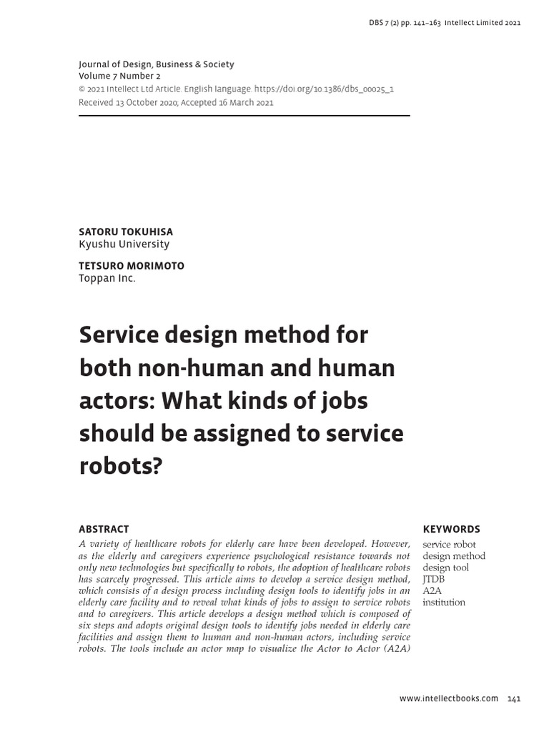 Service Design Method For Both Non-Human and Human Actors - What Kinds ...