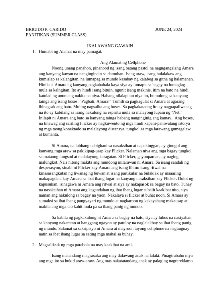 Panitikan - Activity 2 | PDF