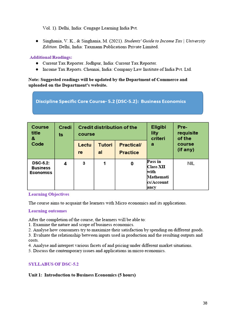 Business Economics Course Guide | PDF | Elasticity (Economics ...