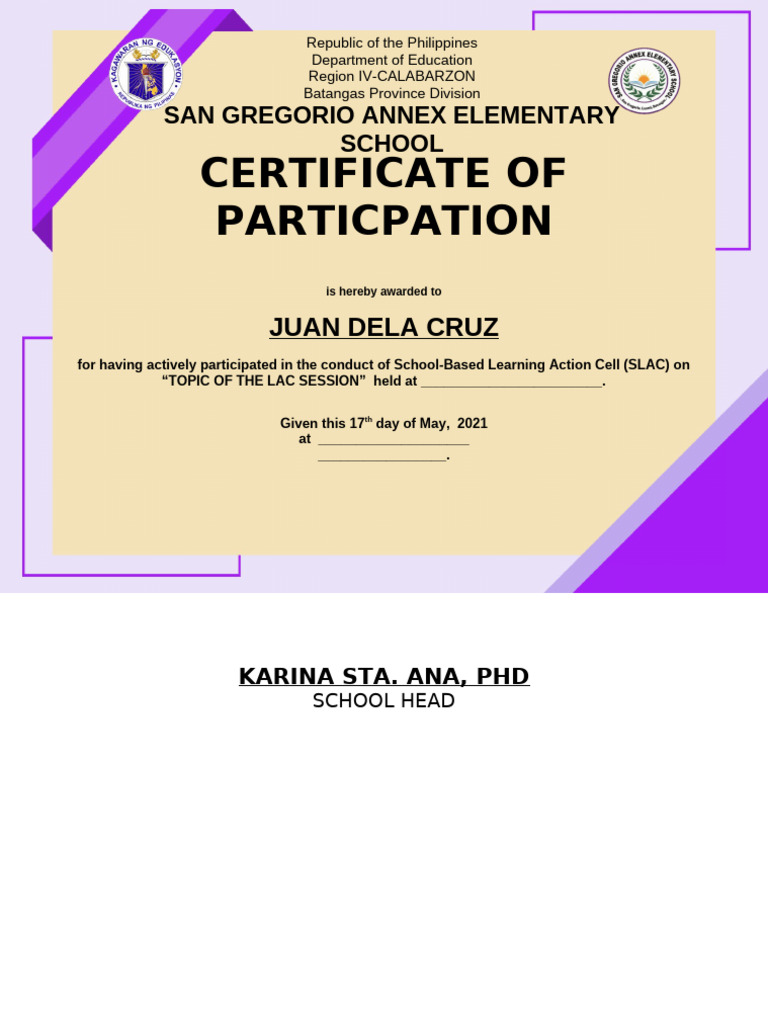 Certificate of Participation Lac | PDF