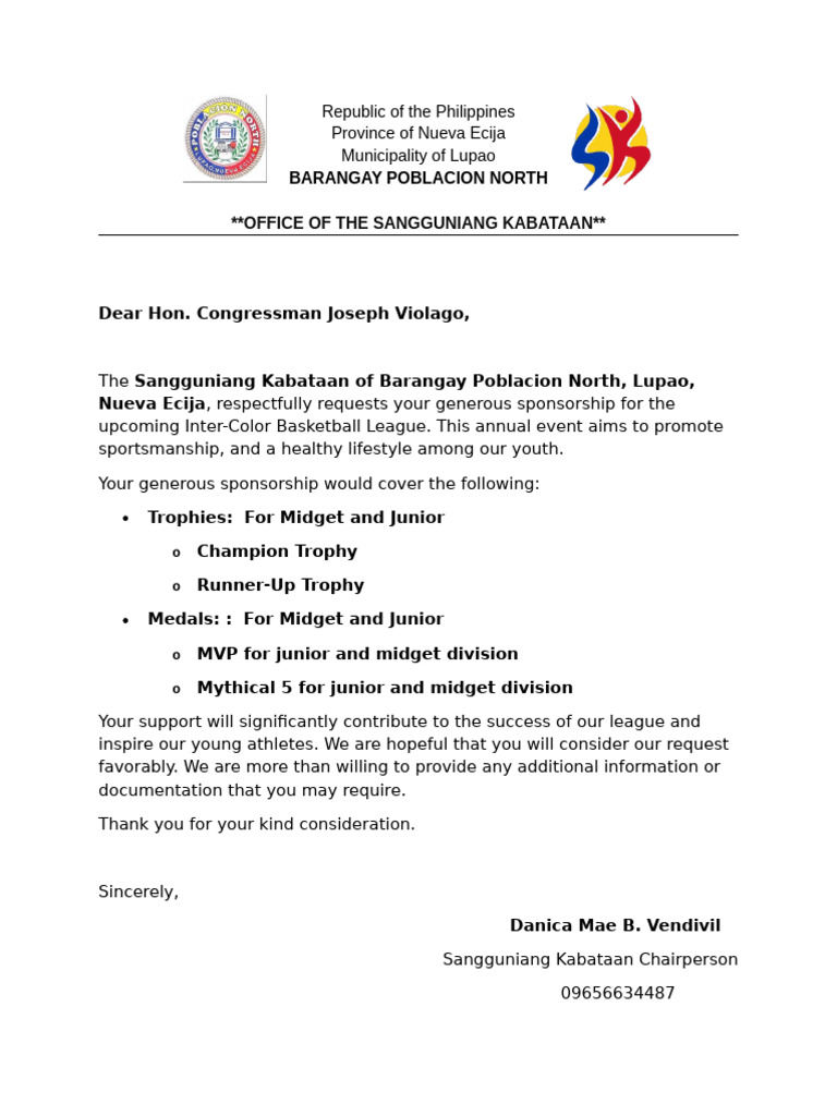 Cong Violago Request Letter | PDF