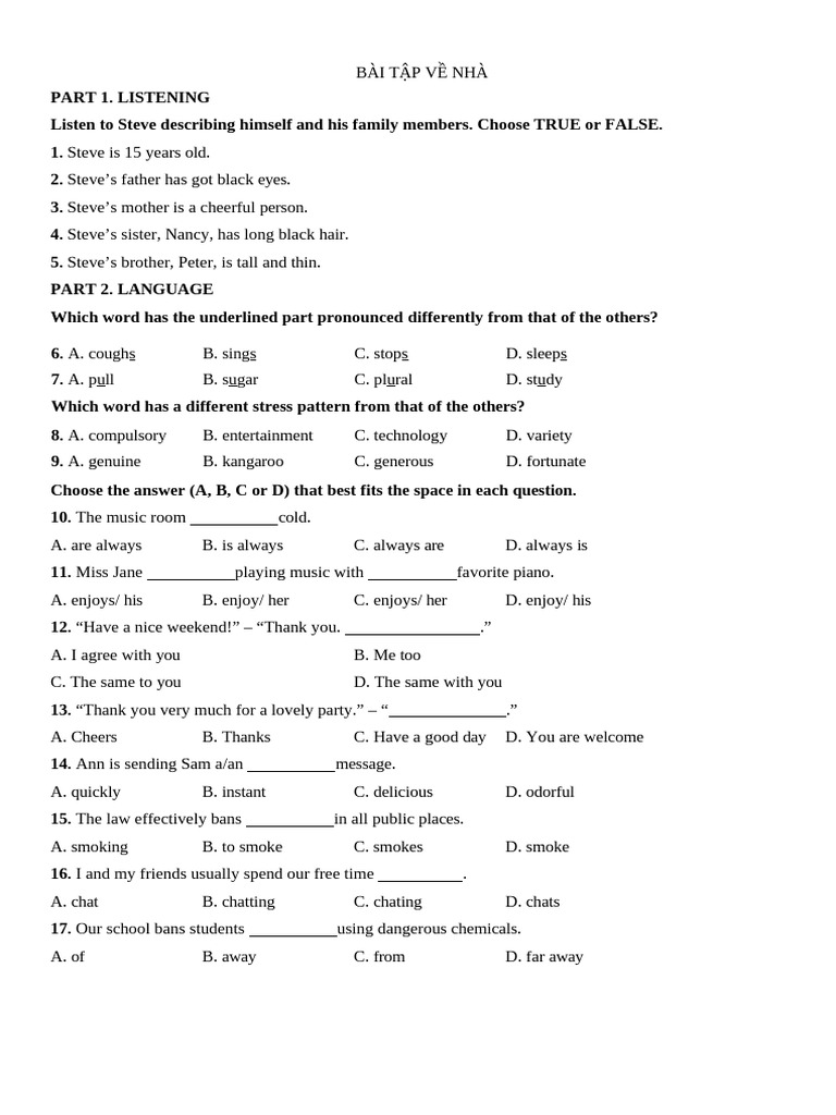 De Thi Giua Ki 1 Tieng Anh 7 Friends Plus de So 5 1730614902 | PDF | Whales | Elephant