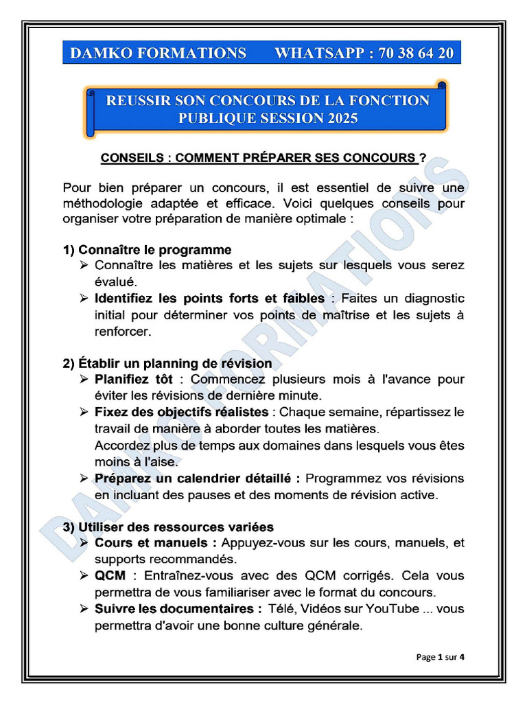 Conseils Pour Préparer Son Concours | PDF