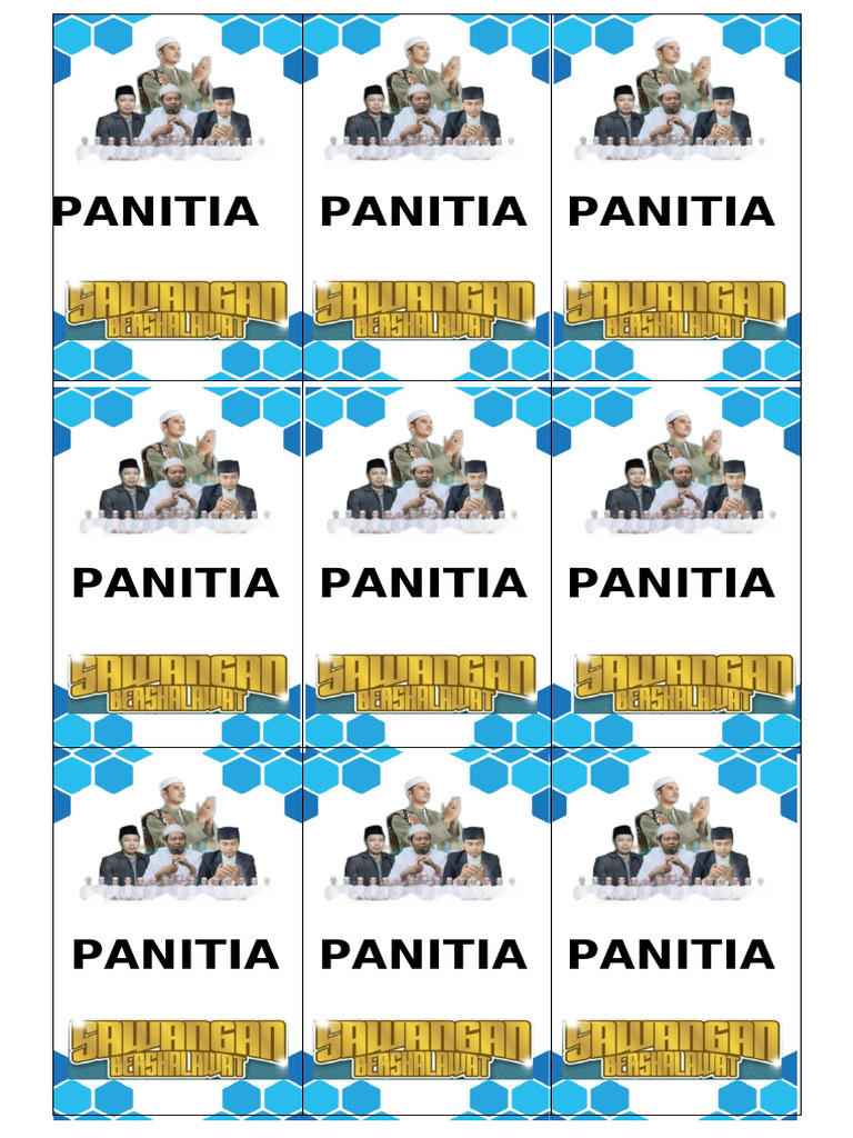 Desain 3 ID Card Panitia Biru File Word Tanpa Pas Foto | PDF