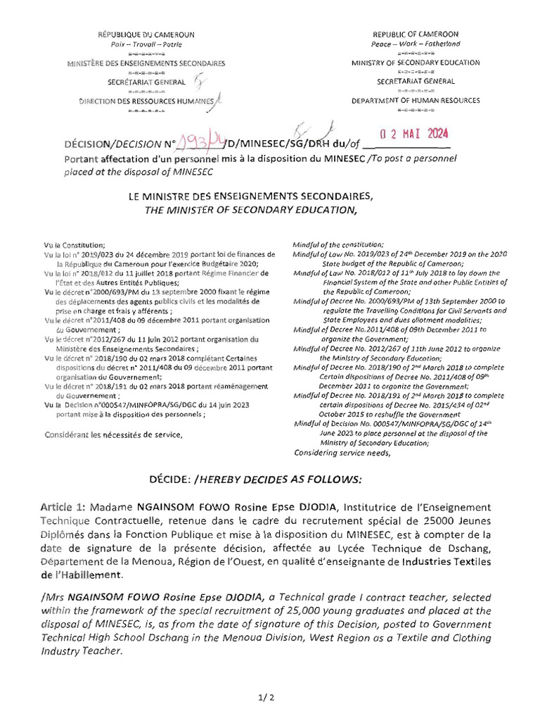 Affectation Personnel | PDF