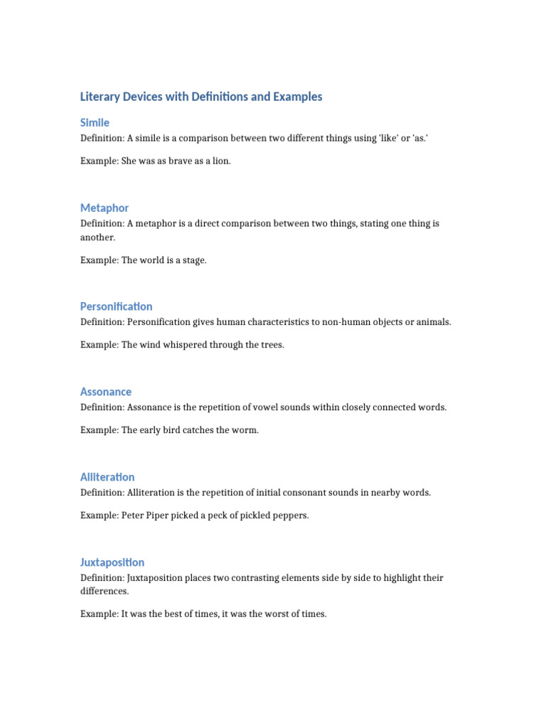 Literary Devices | PDF | Definition | Rhyme
