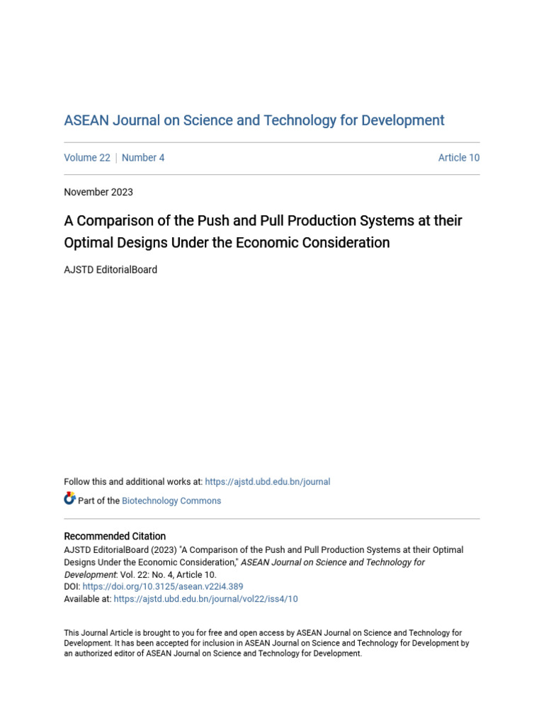 A Comparison of The Push and Pull Production Systems at Their Optimal ...