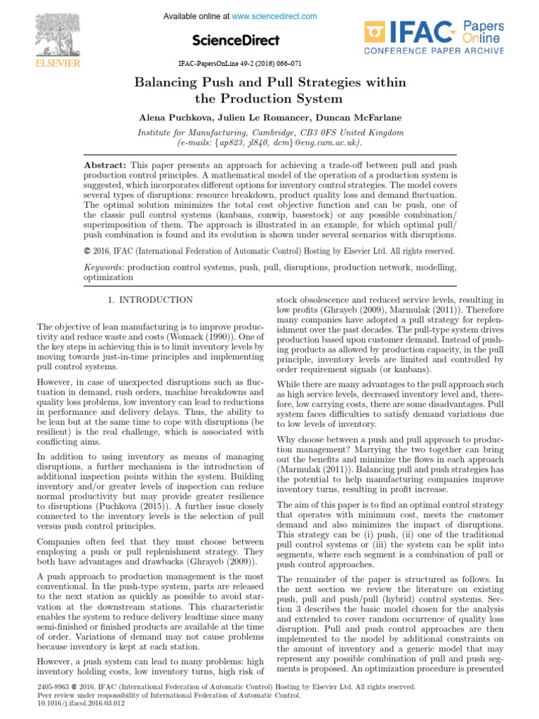 Balancing - Push - and - Pull - Strategies - Within Production System | PDF | Lean Manufacturing