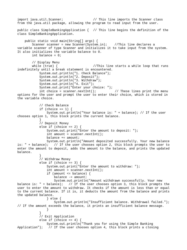 Simple Banking Application Code | PDF | Programming Paradigms ...