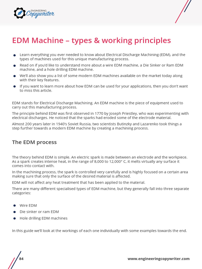 Types and Principles of EDM Machines | PDF | Industrial Processes ...