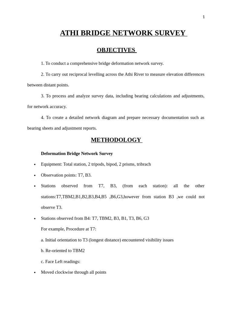 Athi Bridge Network Survey Task 7 Final | PDF | Surveying | Metrology