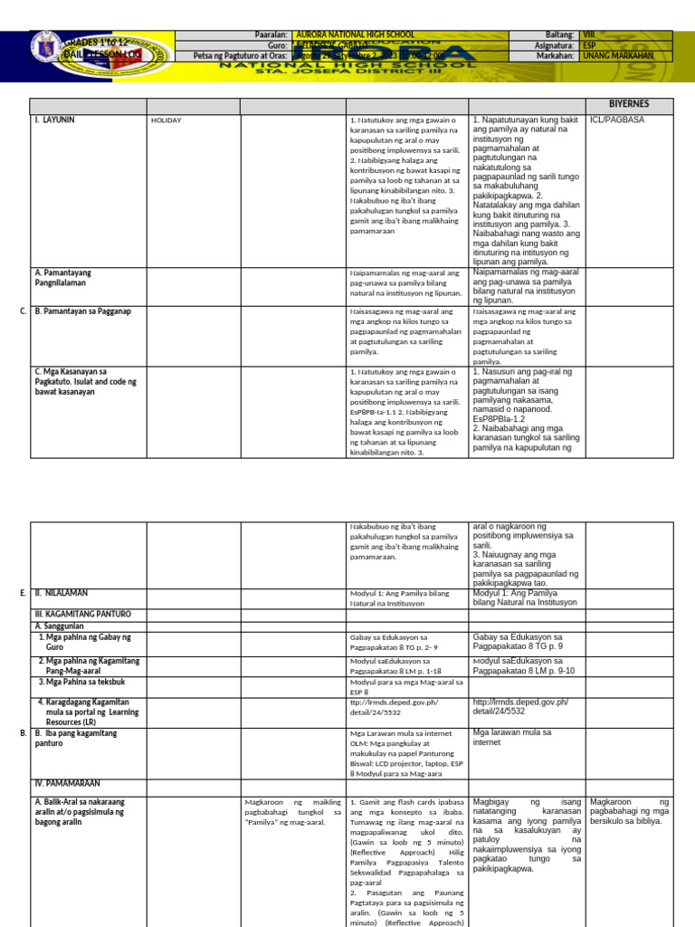 DLL - ESP 8 - Q1 - W1.f | PDF