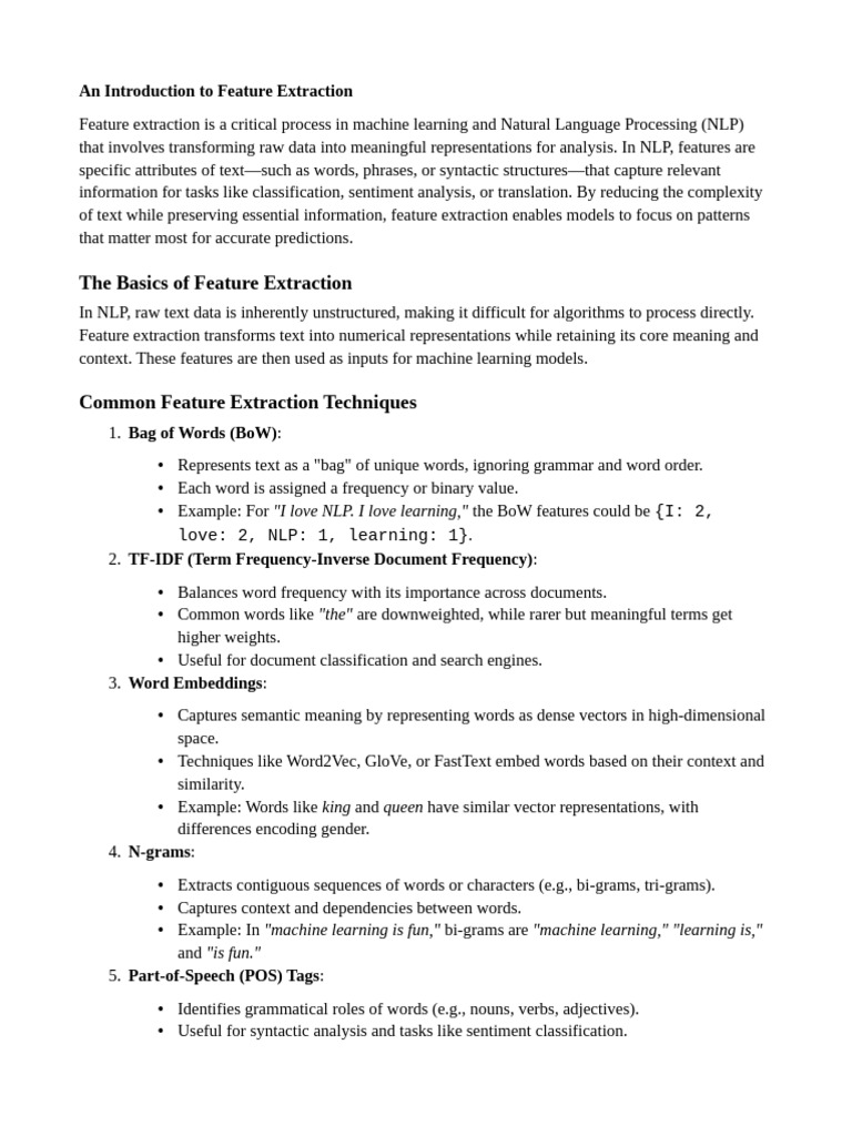 NLP Feature Extraction Guide | PDF | Linguistics | Learning