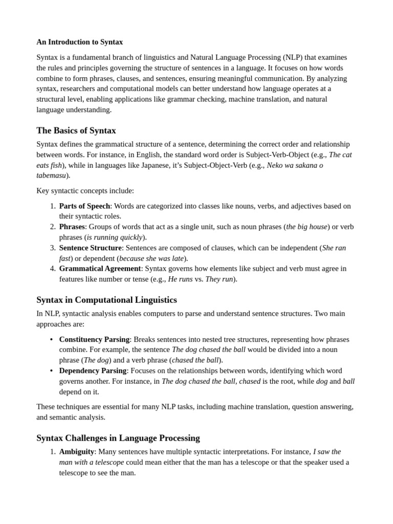 An Introduction To Syntax | PDF | Syntax | Parsing