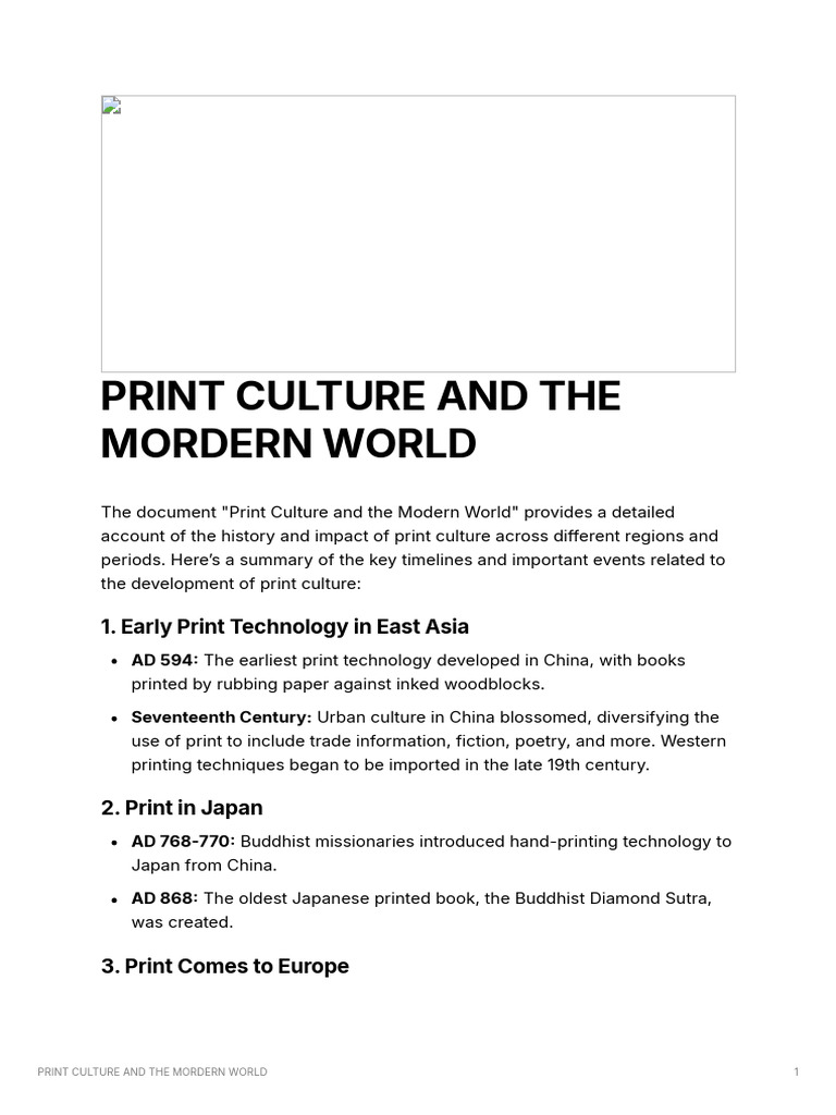 Print Culture and The Mordern World | PDF | Printing | Age Of Enlightenment