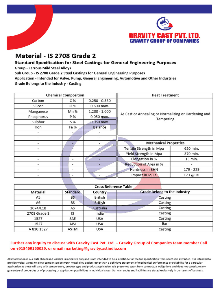 IS 2708 Grade 2 | PDF | Steel | Materials