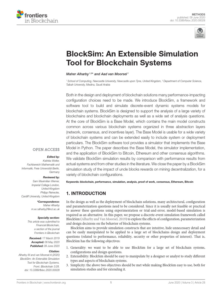 Blocksim: An Extensible Simulation Tool For Blockchain Systems | PDF | Cryptocurrency | System