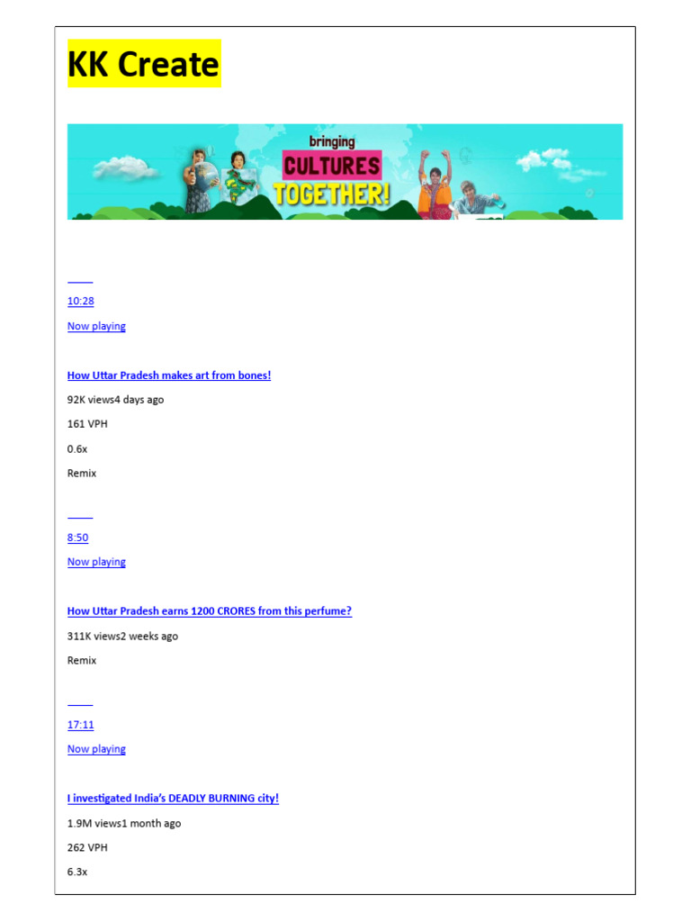 KK CReates Youtube and Shorts | PDF