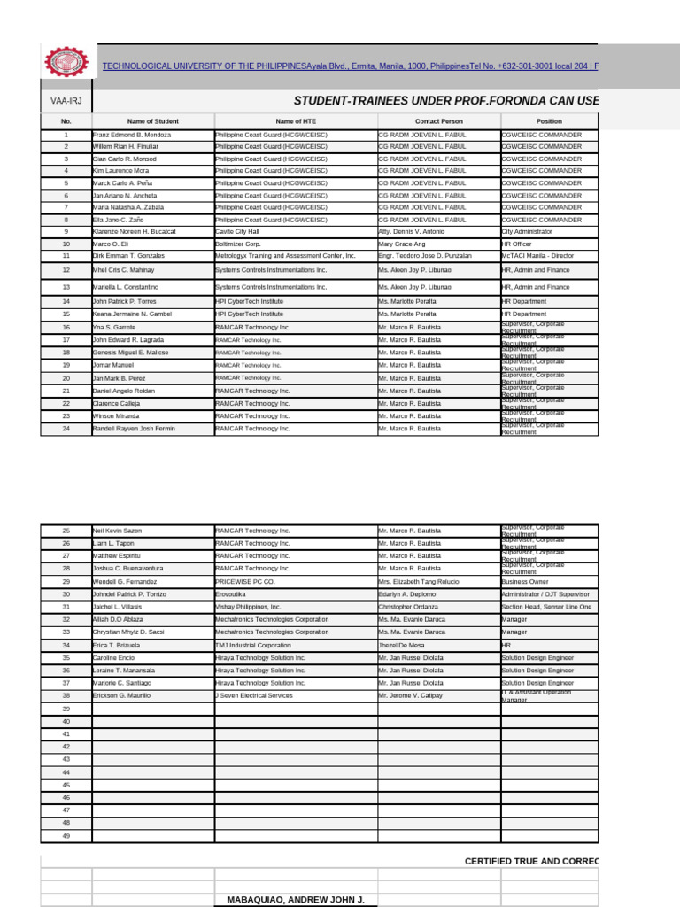 INSTRUMENTATION AND MECHATRONICS Log in Sheet COMPLETE | PDF